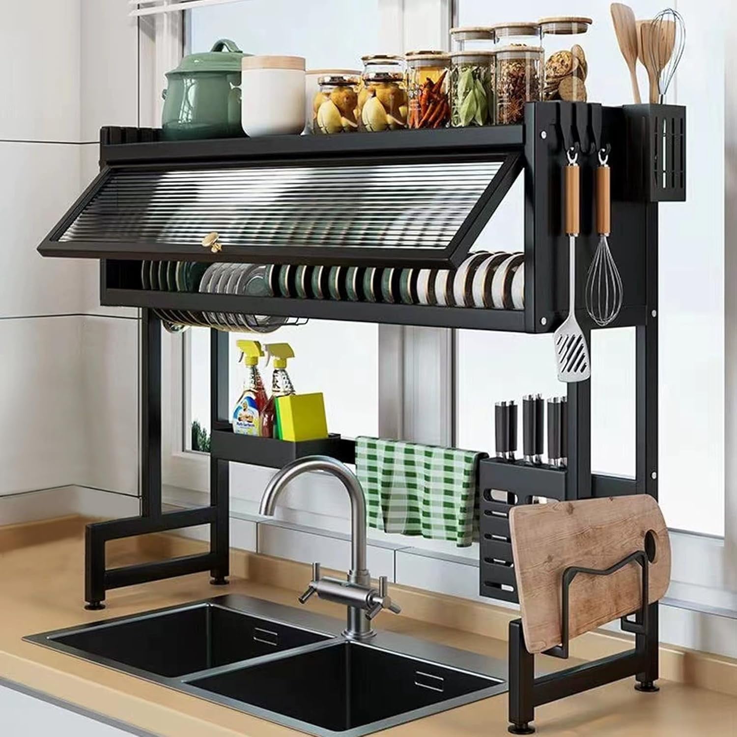 Dish Drying Rack, 3-Tier Over Sink Dish Drainer Drying Rack, 33.5" Over ...