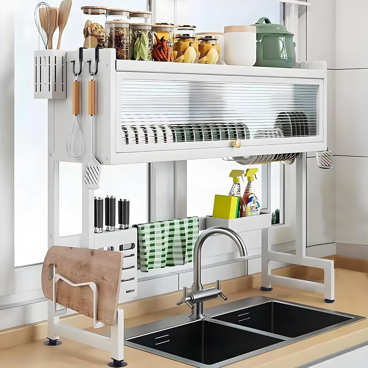 Dish Drying Rack, 3-Tier Over Sink Dish Drying Rack, 33.5" Sink Dish ...