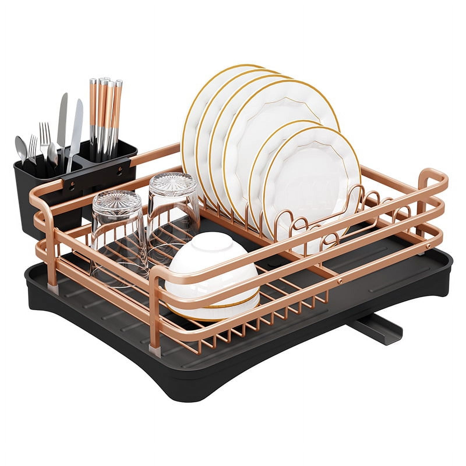 Dish Drying Rack, Aluminum Rust Proof Dish Rack with Swivel Spout ...