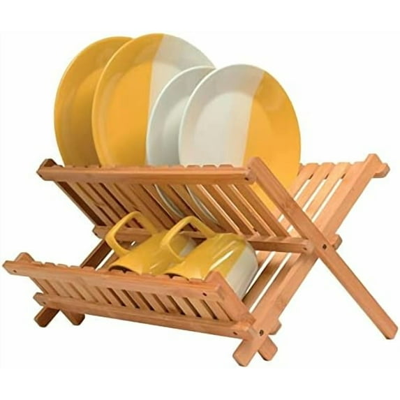 Dish Drying Rack - Bamboo Dish Rack for Kitchen Counter, Collapsible 2 ...