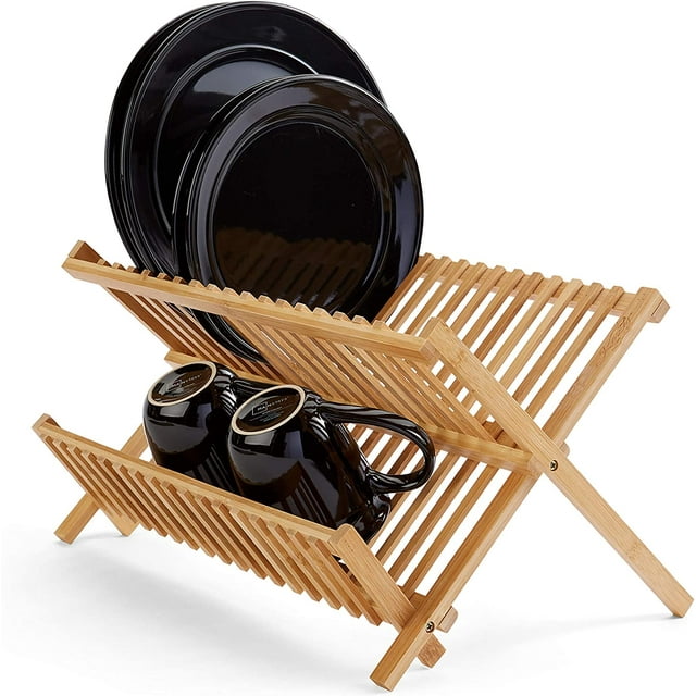 Dish Drying Rack Bamboo Dish Rack Plate Rack Collapsible Dish Drainer ...