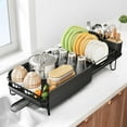 Dish Drying Rack Black Stainless Steel Expandable for Kitchen Counter ...