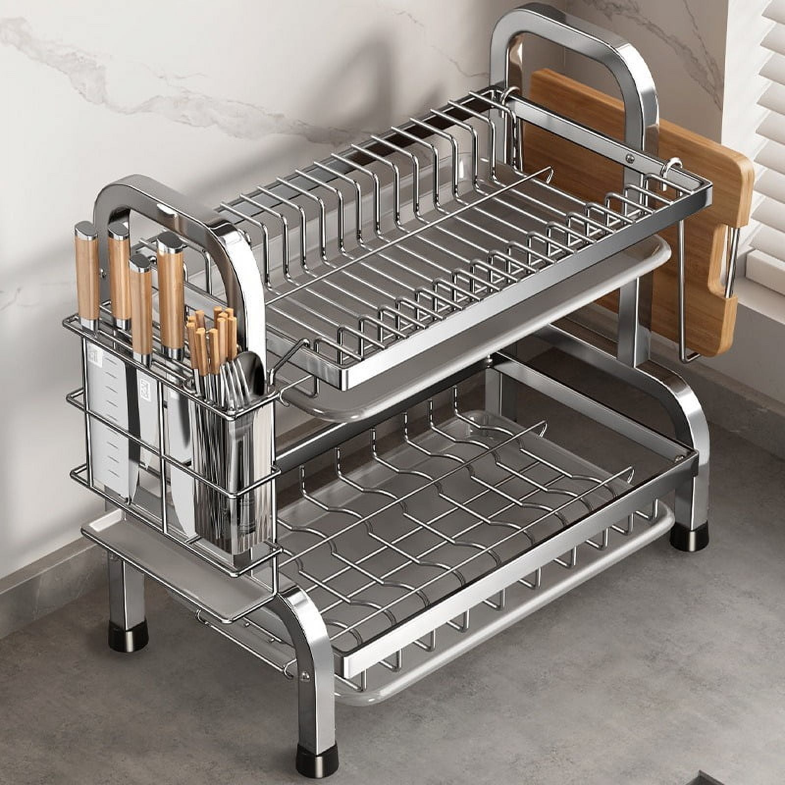 Dish Drying Rack Compact Kitchen Dish Rack Drainboard Set Large Rust ...