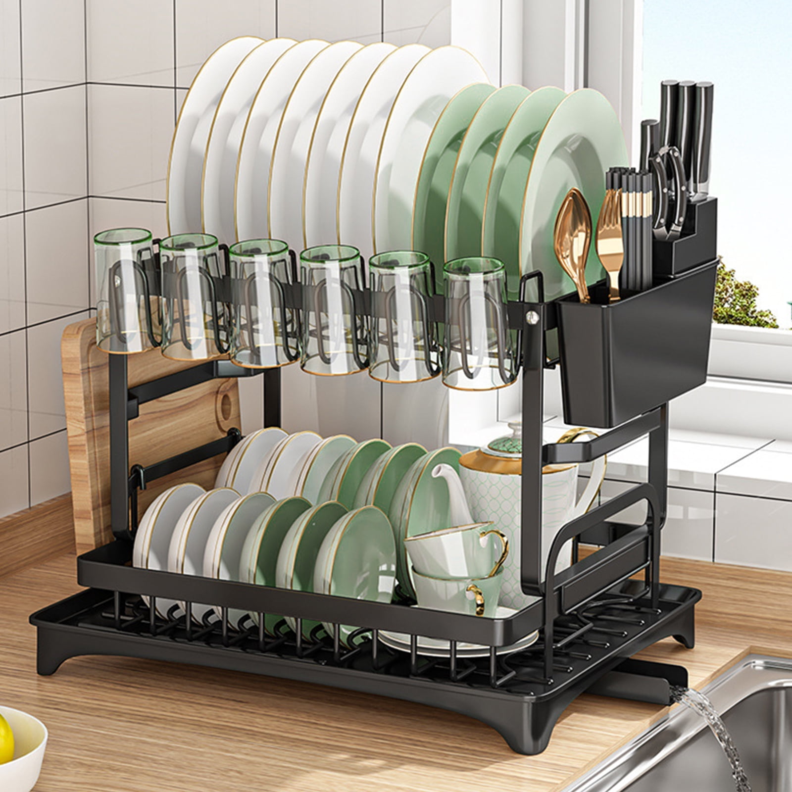 Dish Drying Rack for Countertop - Rustproof Space-Saving & Multipurpose ...