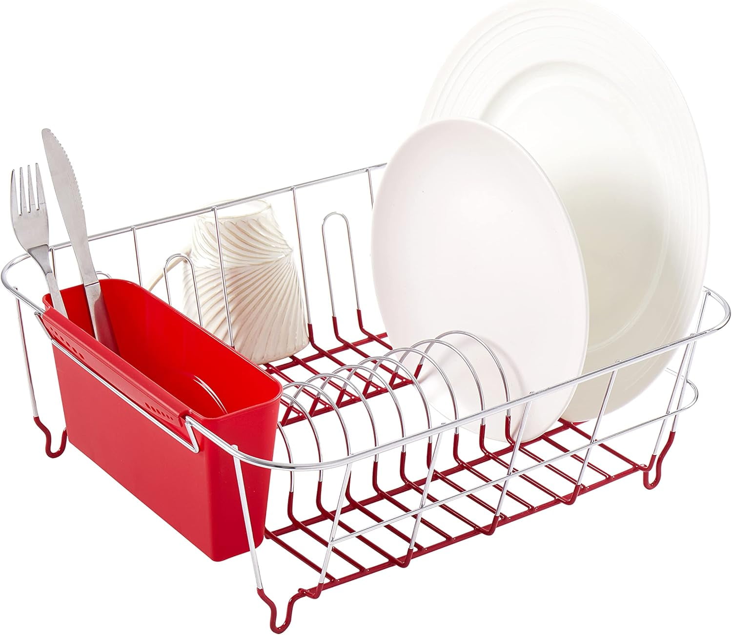 Dish Drying Rack & Cutlery Holder 2 Piece Set - Compact Sink-Fitting ...