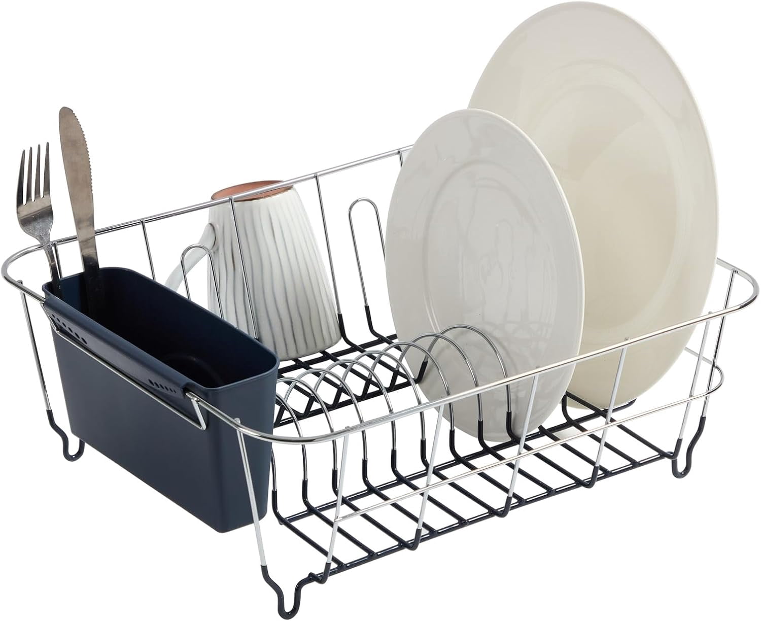 Dish Drying Rack & Cutlery Holder 2 Piece Set - Compact Sink-Fitting ...