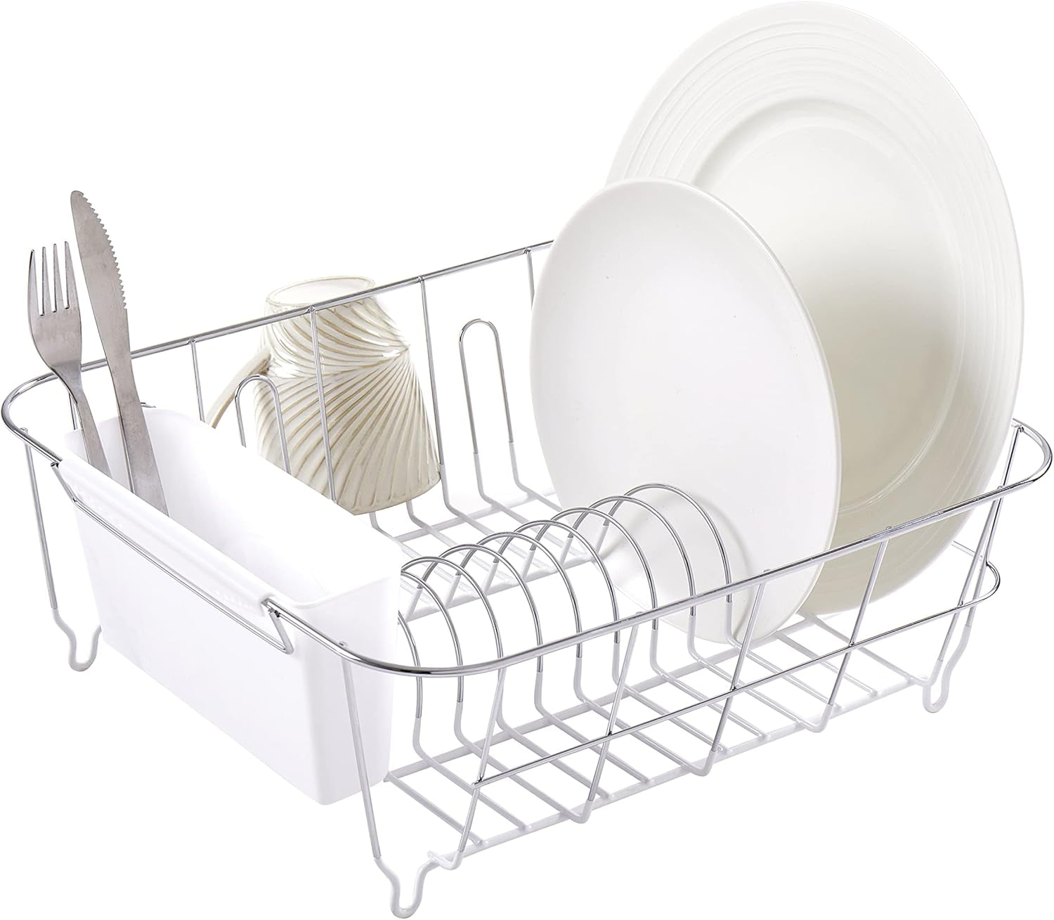 Dish Drying Rack & Cutlery Holder 2 Piece Set - Compact Sink-Fitting ...