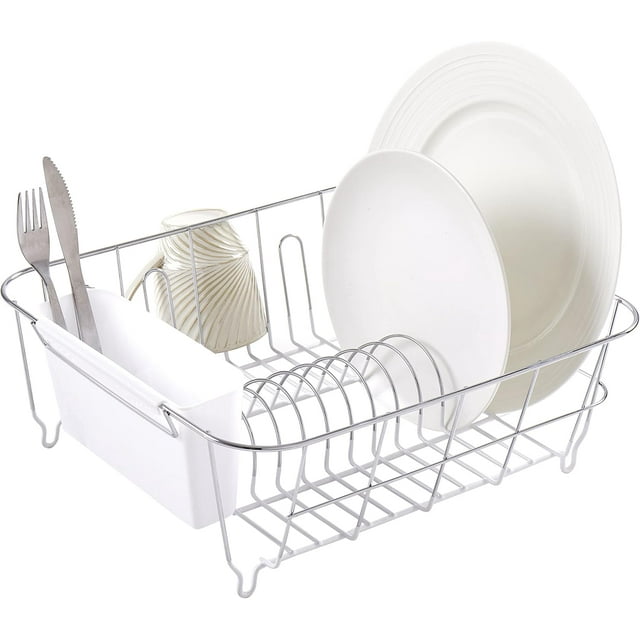 Dish Drying Rack & Cutlery Holder 2 Piece Set - Compact Sink-Fitting ...