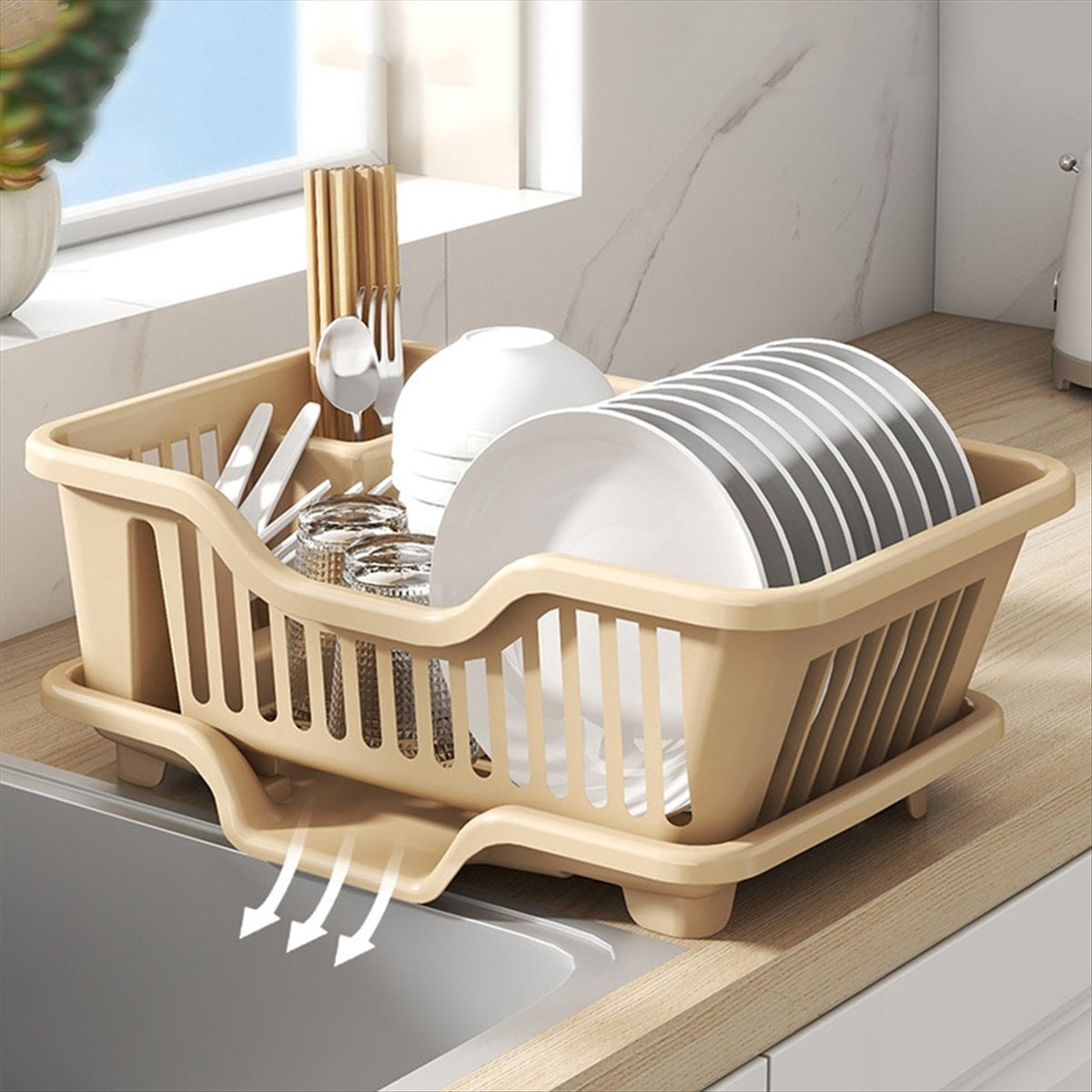 Dish Drying Rack-Dish Rack with Auto-Drain Organizer Rack Dish Rack and ...