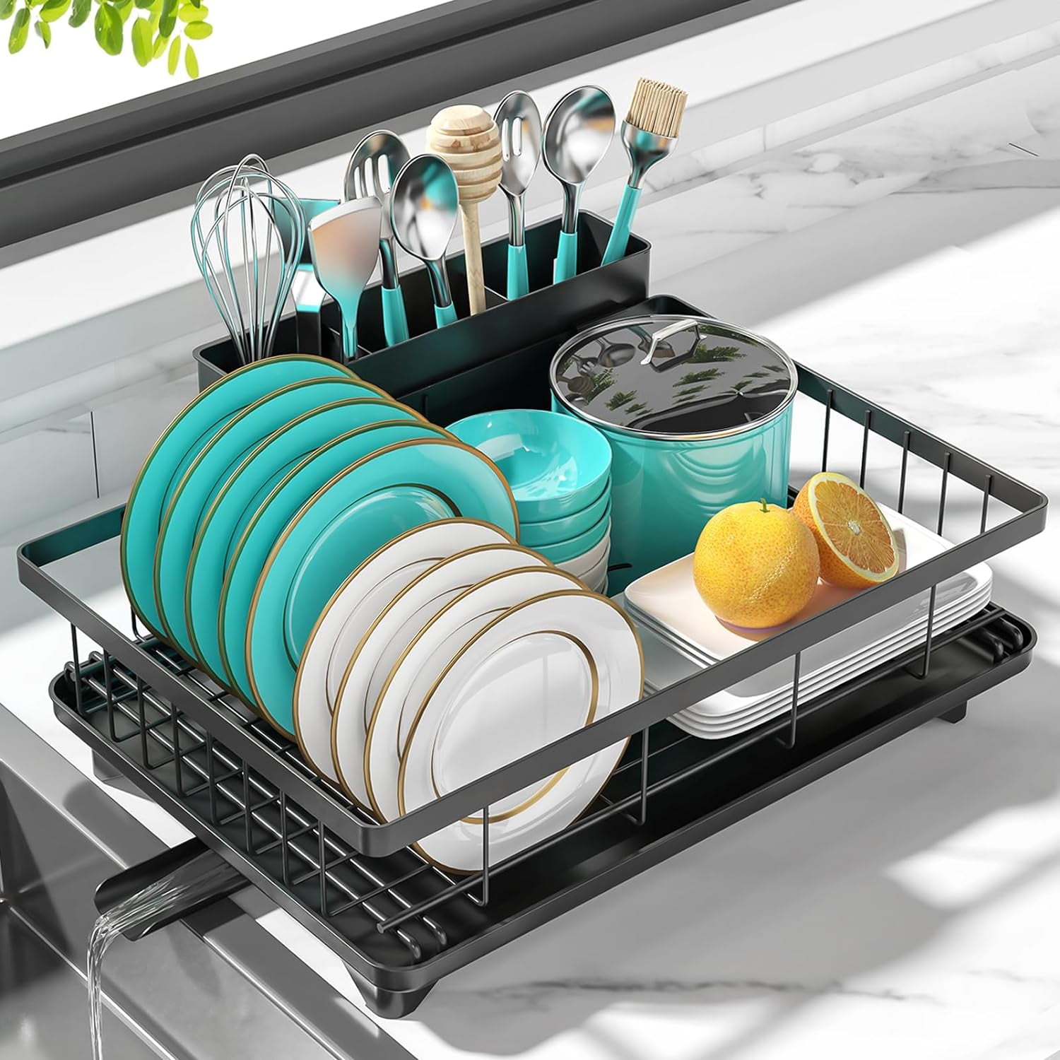 Dish Drying Rack Dish Racks for Kitchen Counter Sink with Drainboard ...