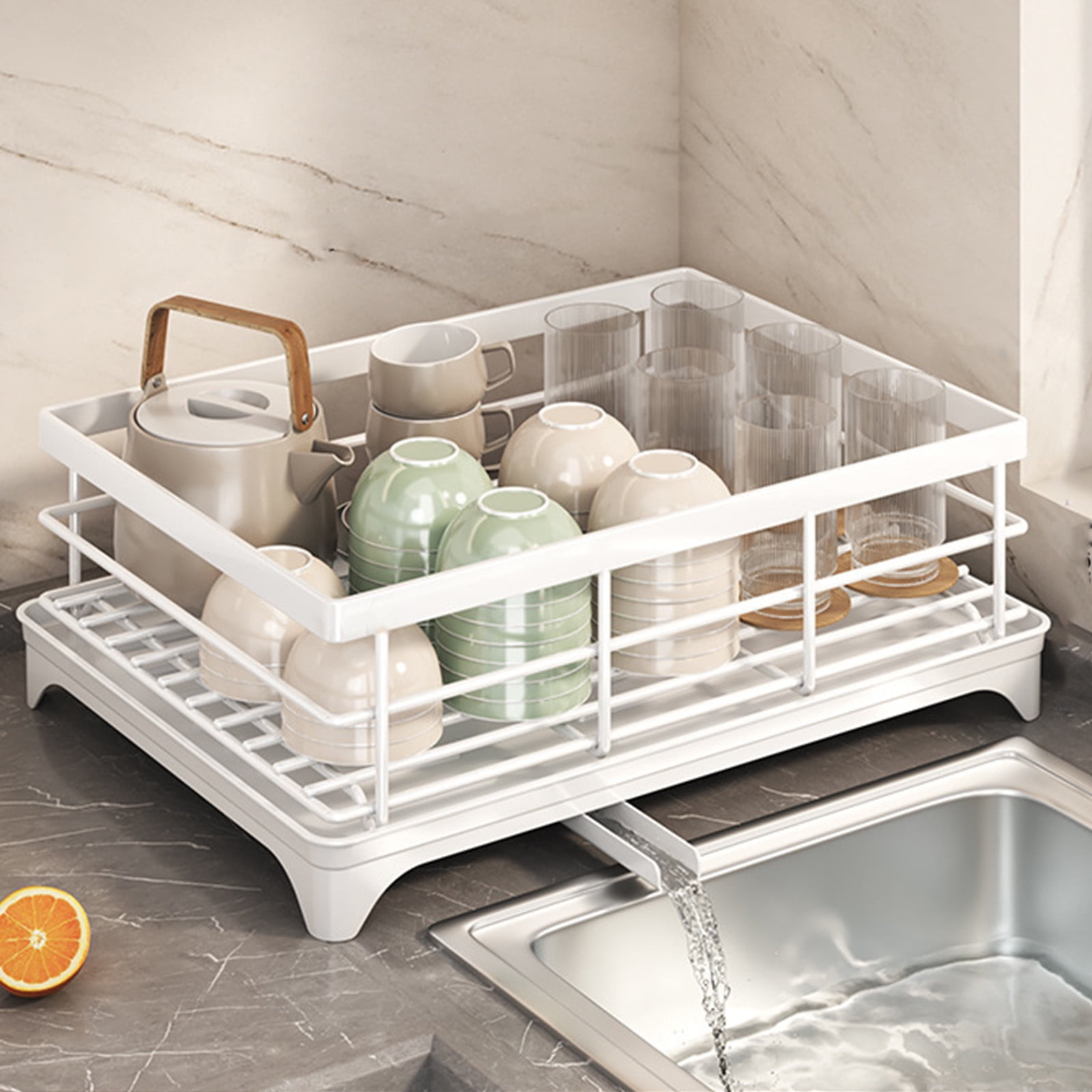 Dish Drying Rack with Drainboard | Stainless Steel Kitchen Counter Dish ...