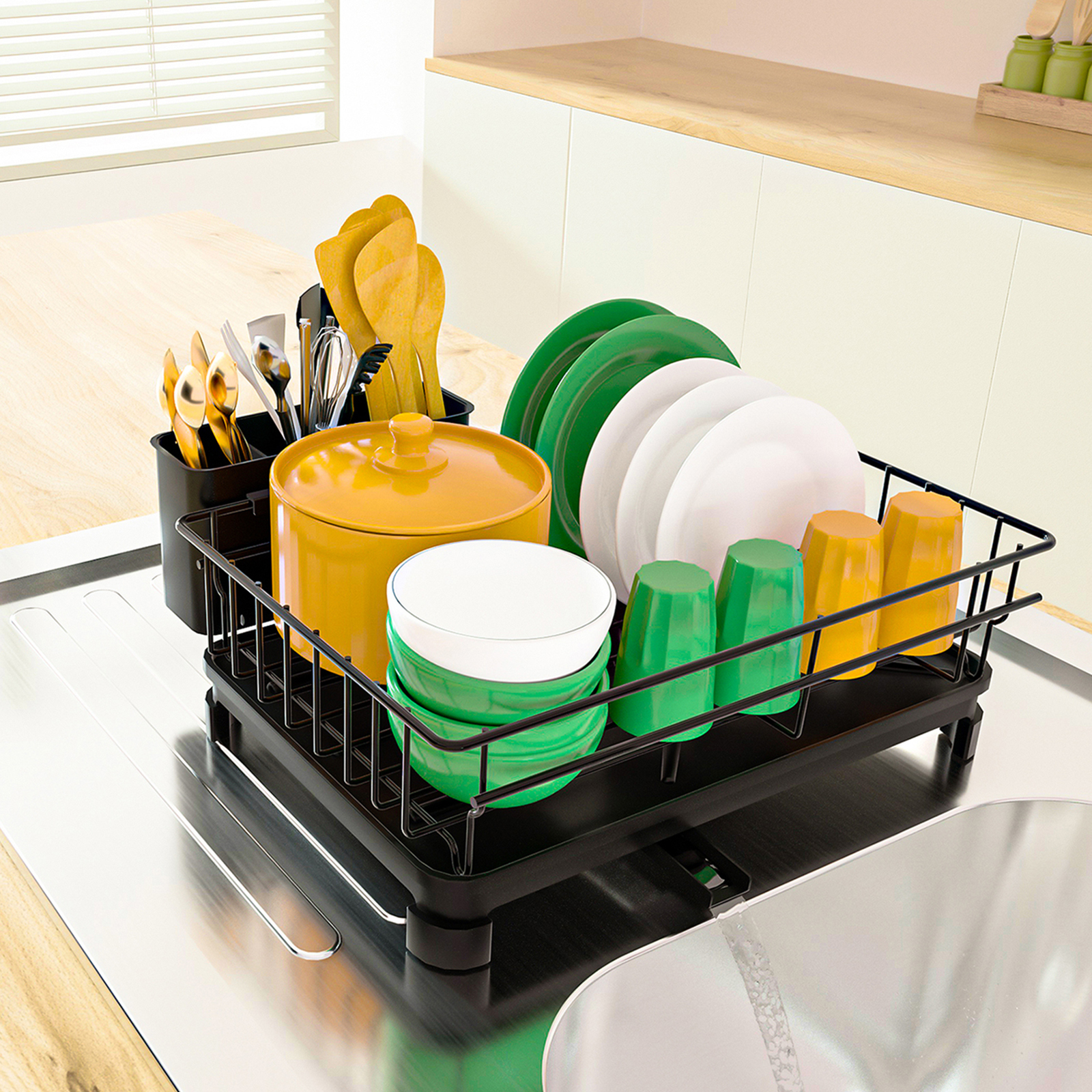 Honey Can Do XL Dish Drying Rack with Non-Slip Feet, Chrome - Walmart.com