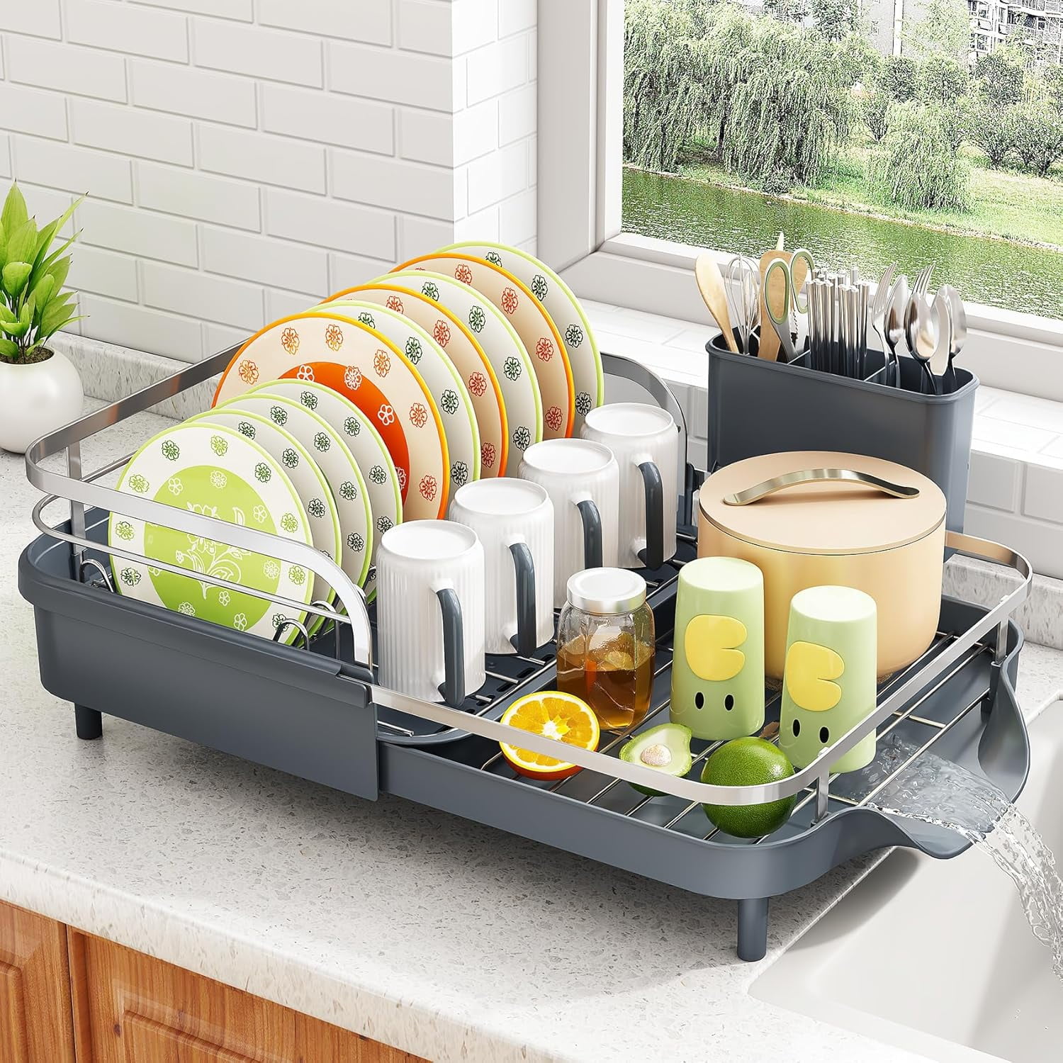 Dish Drying Rack - Expandable Dish Rack for Kitchen Counter, Rust ...