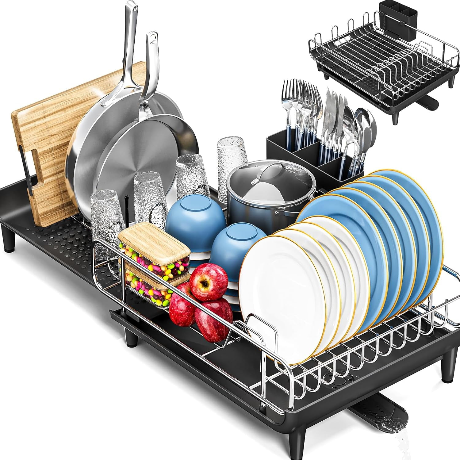 Dish Drying Rack, Expandable Dish Rack for Kitchen Counter, Large ...