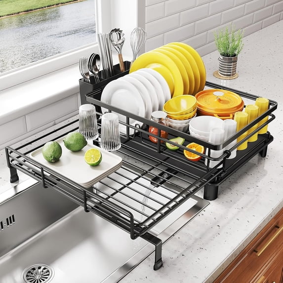 Dish Drying Rack - Extendable Dish Rack, Large Sink Drying Dish Drainer ...