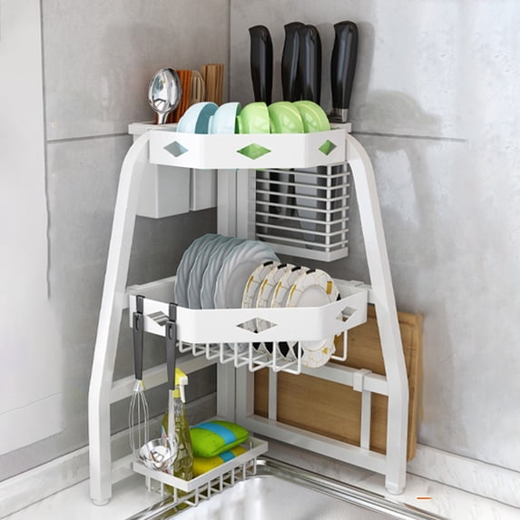Dish Drying Rack For Kitchen Counter, 2 Tier Compact Sink Dish Rack ...