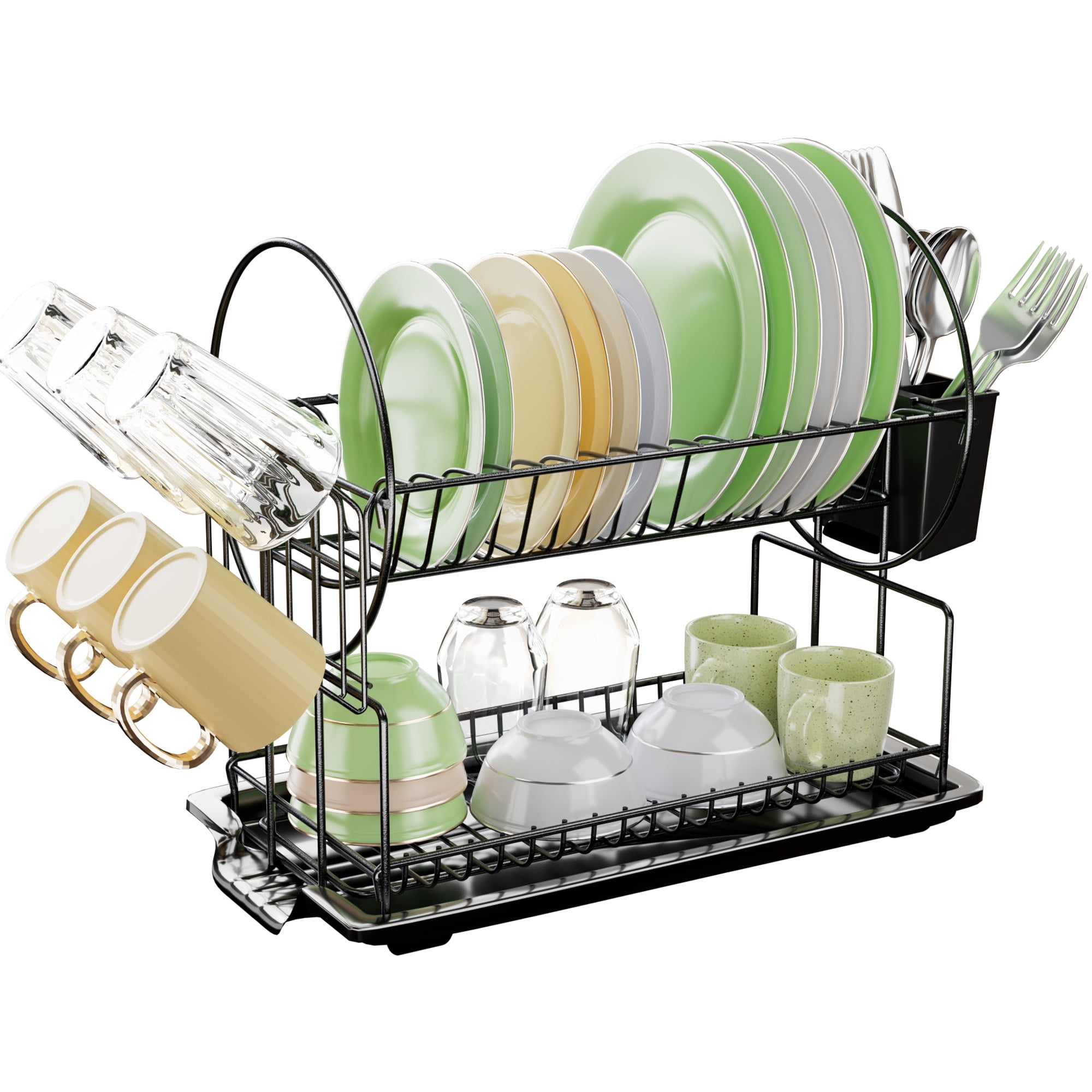 Dish Drying Rack for Kitchen Counter, 2 Tier Small Dish Drying Rack ...