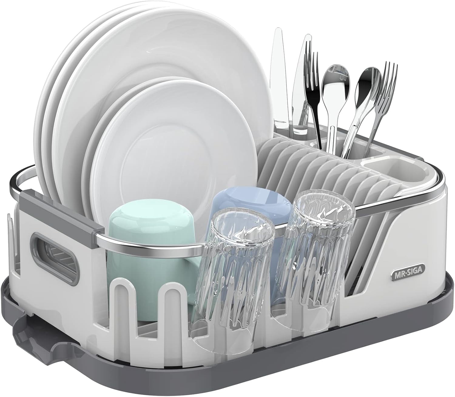 Dish Drying Rack for Kitchen Counter, Compact Dish Drainer with ...