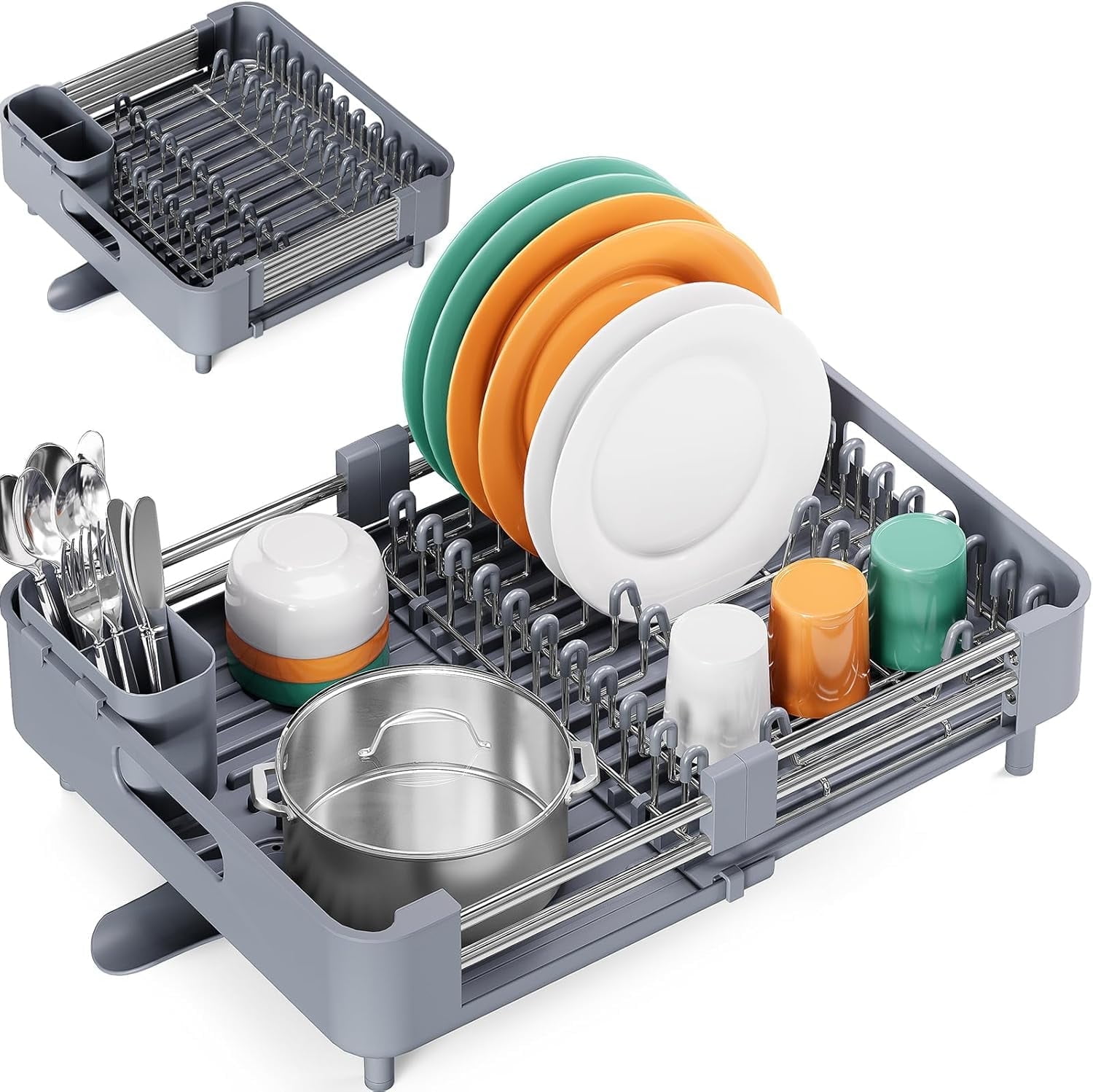 Dish Drying Rack for Kitchen Counter, Extendable Dish Rack with ...