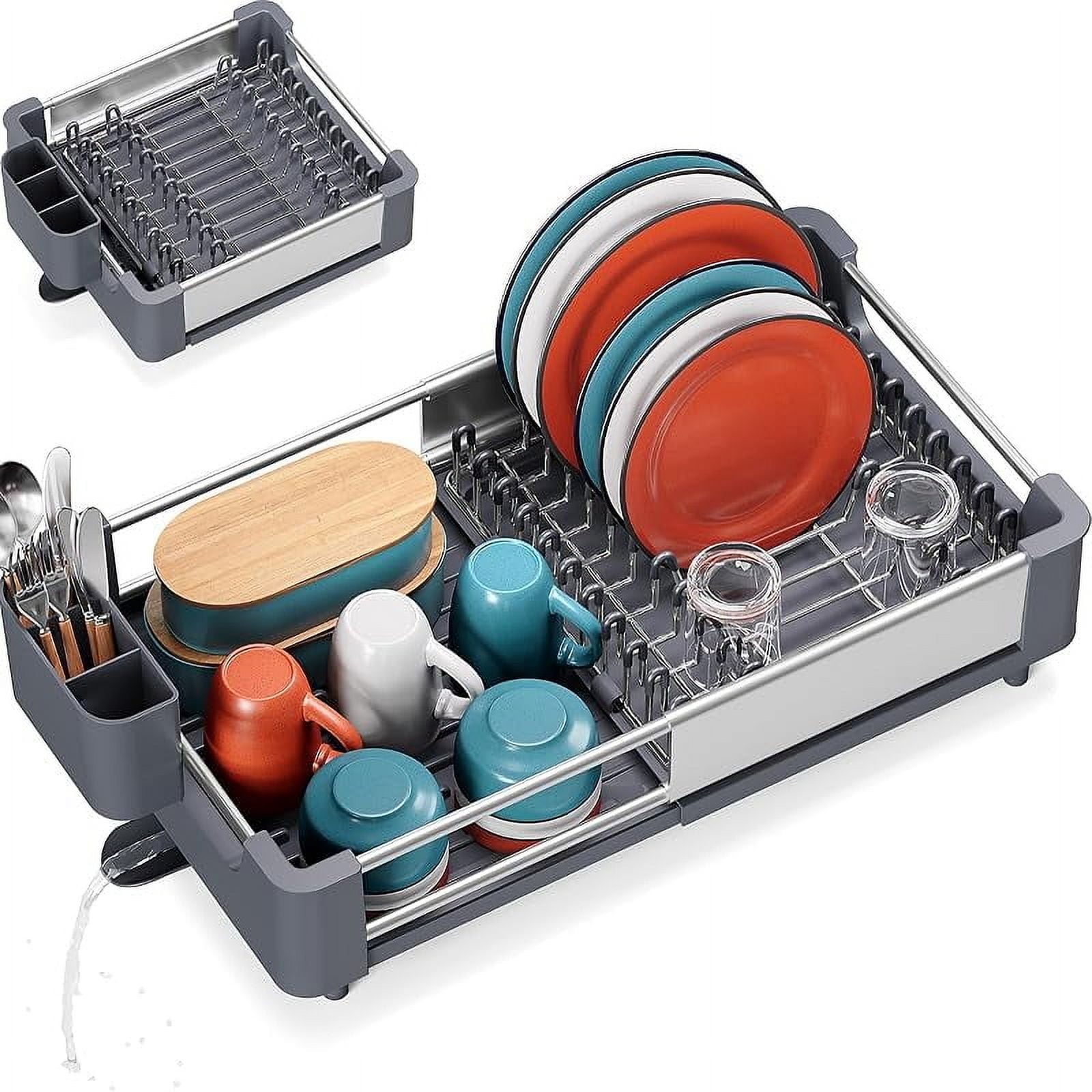 Dish Drying Rack for Kitchen Counter, Extendable Dish Rack with ...