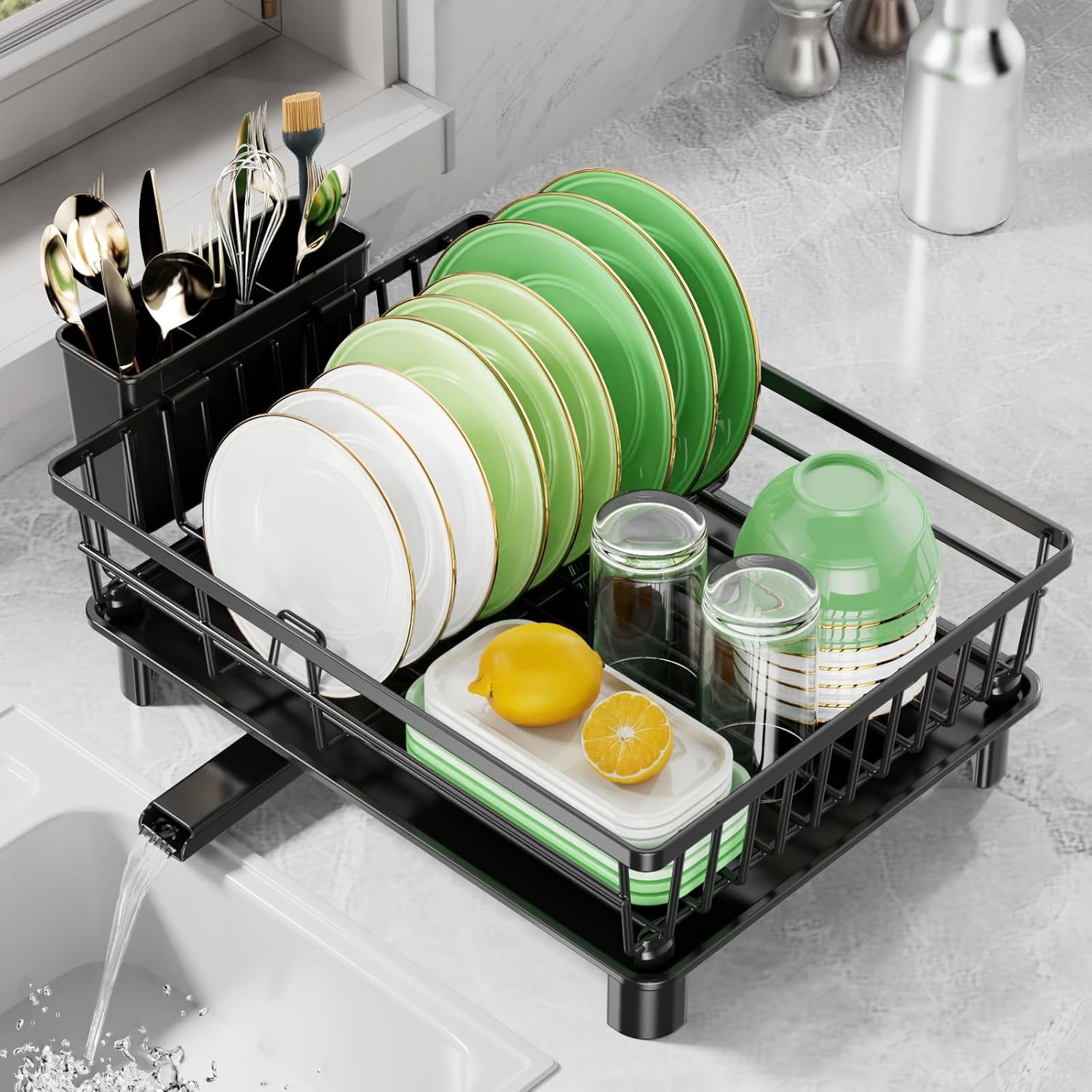 Dish Drying Rack for Kitchen Counter, Stainless Steel Drainer Anti Rust ...