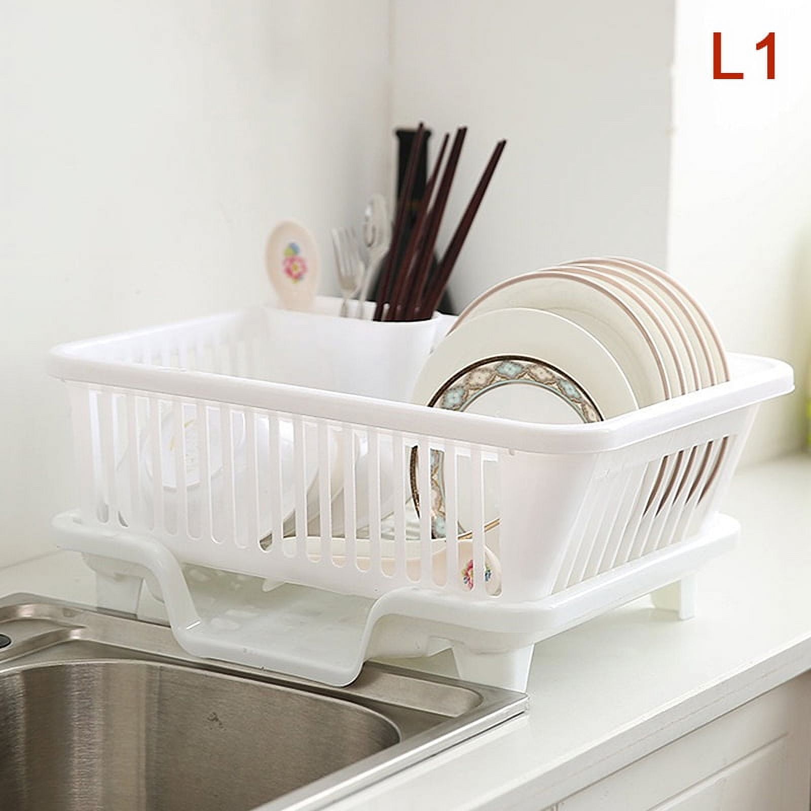 Dish Drying Rack Kitchen Utensils Drainer Rack With Drain Board ...