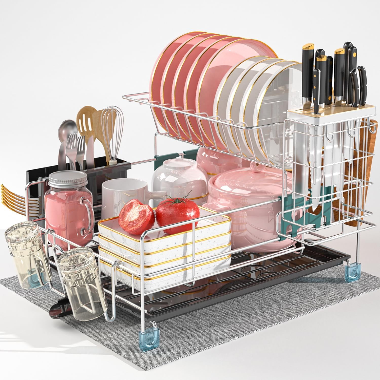 Dish Drying Rack - Large Capacity Stainless Steel Dish Rack for Kitchen ...