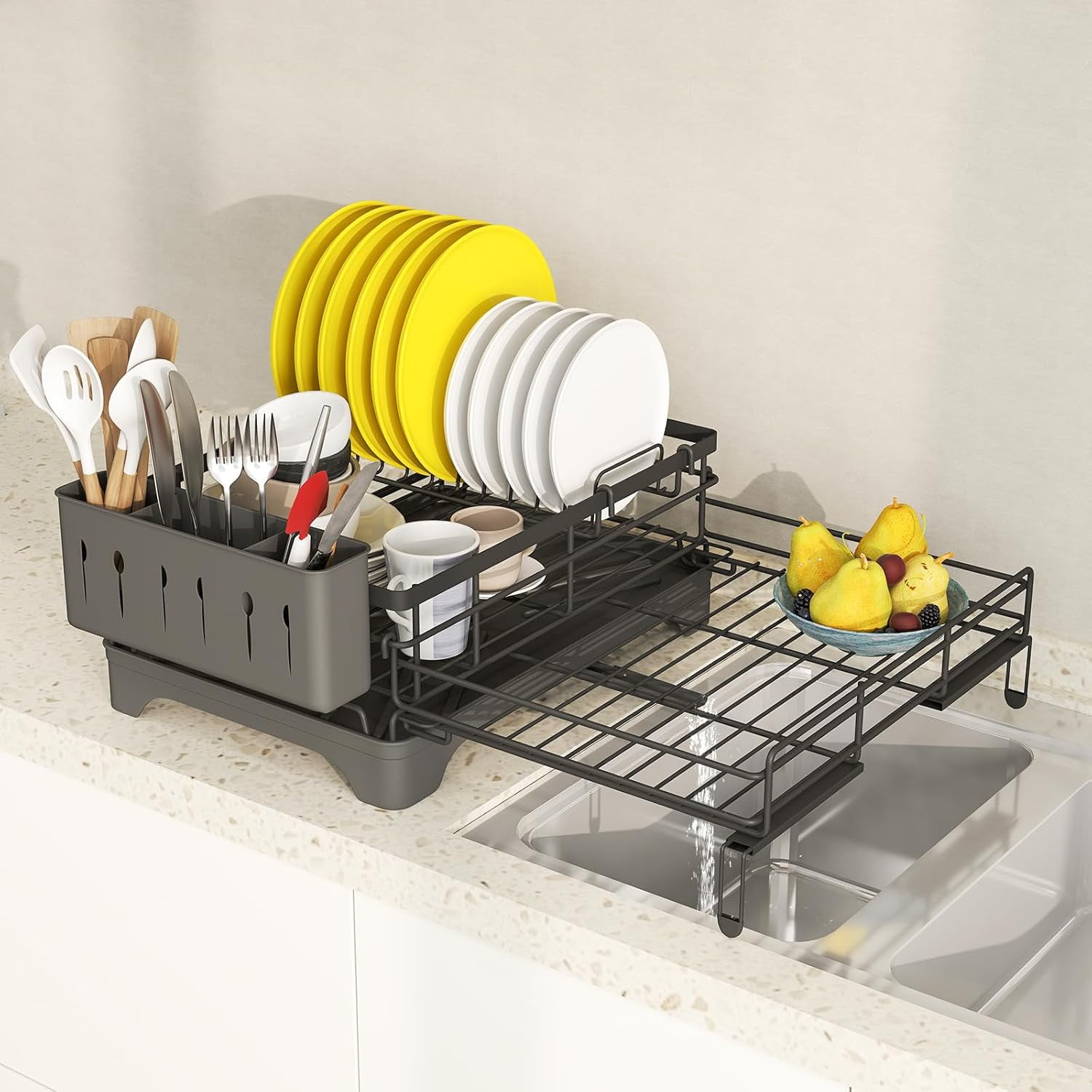 Dish Drying Rack, Large Dish Racks for Kitchen Counter with Utensil ...