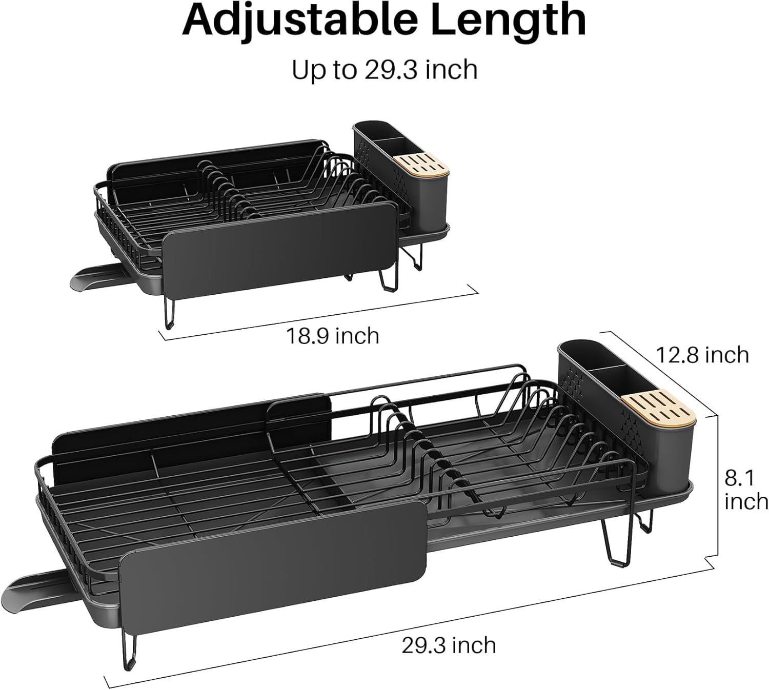 Expandable Dish Drying Rack for Kitchen Counter, Large Stainless Steel ...