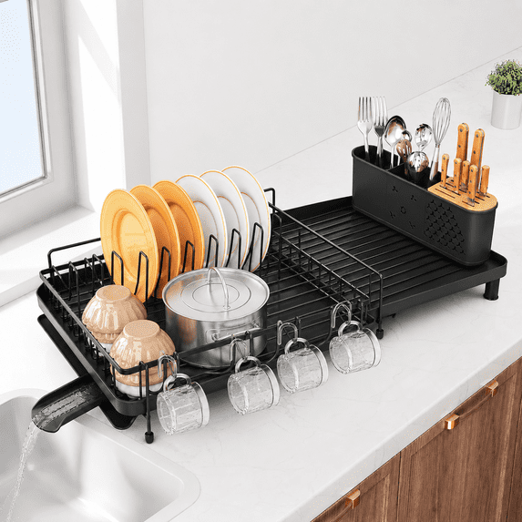 Dish Drying Rack – Large Expandable Kitchen Counter Dish Drainer with ...