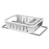 Mainstays Expandable Dish Drying Rack, White, Holds 14 Plates, Utensil ...