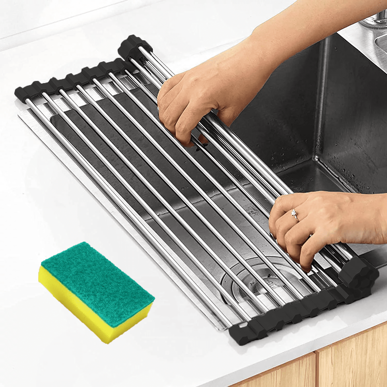 Kitchen Drain Rack,Over Sink Multipurpose Sink Rack,Draining Dishes ...