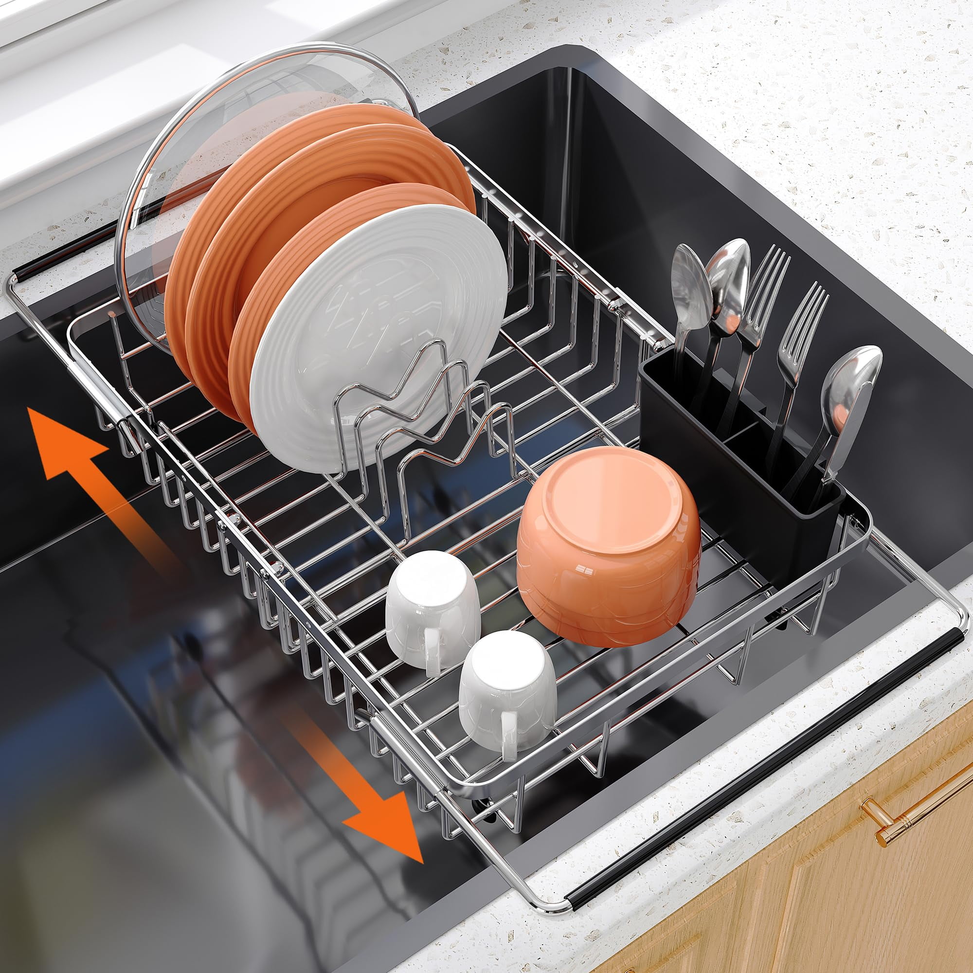Dish Drying Rack in Sink, Dish Rack use for Counter & in-Sinks & Over ...