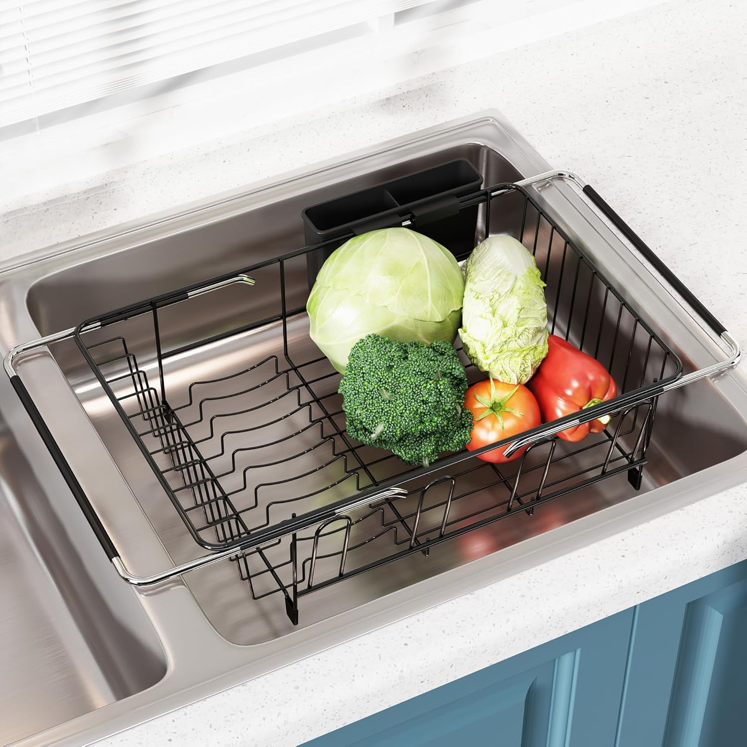 Disk drying rack in sink - Expansive stainless steel water supply for ...