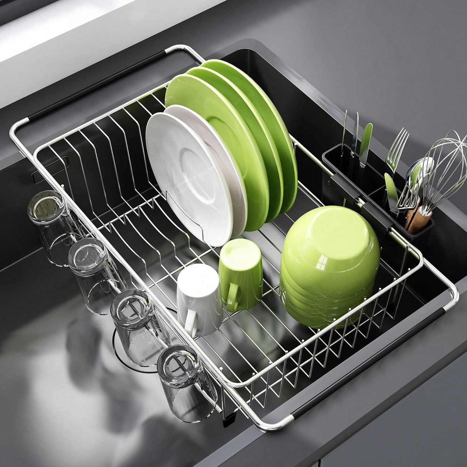 Dish Drying Rack In Sink - Expandable Stainless Steel Dish Drainers For ...