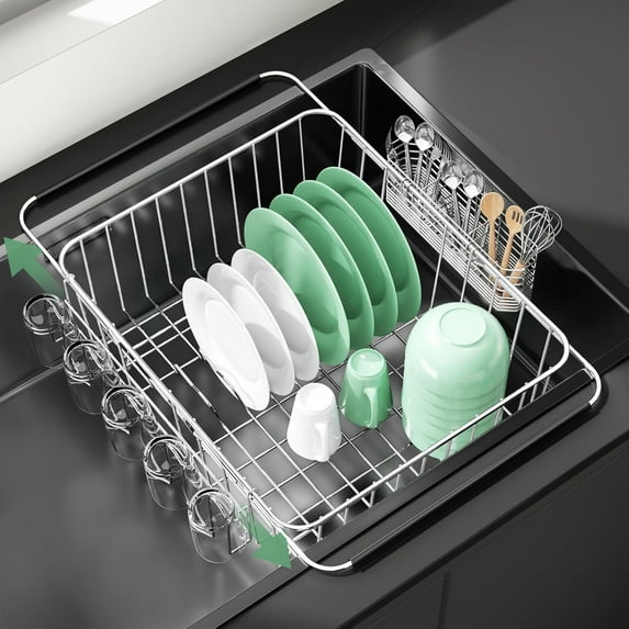Dish Drying Rack in Sink Extendable Stainless Steel Dish Drainers for ...