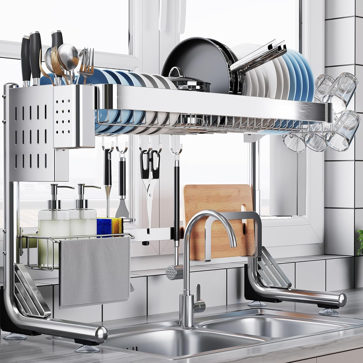 Dish Drying Rack Over Sink - Large Over The Sink Dish Drainer ...