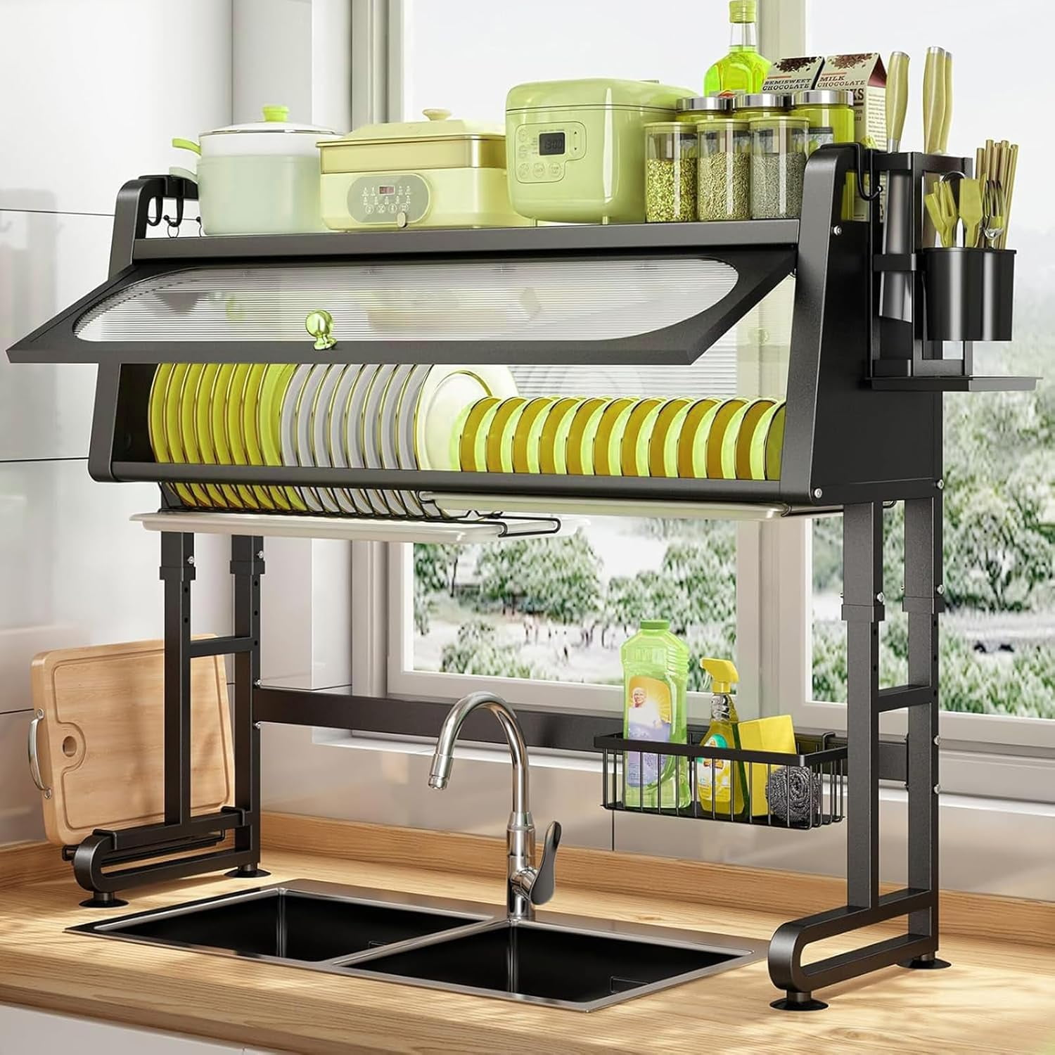 Dish Drying Rack, Over The Sink Metal Dish Drainer Drying Rack Over The ...