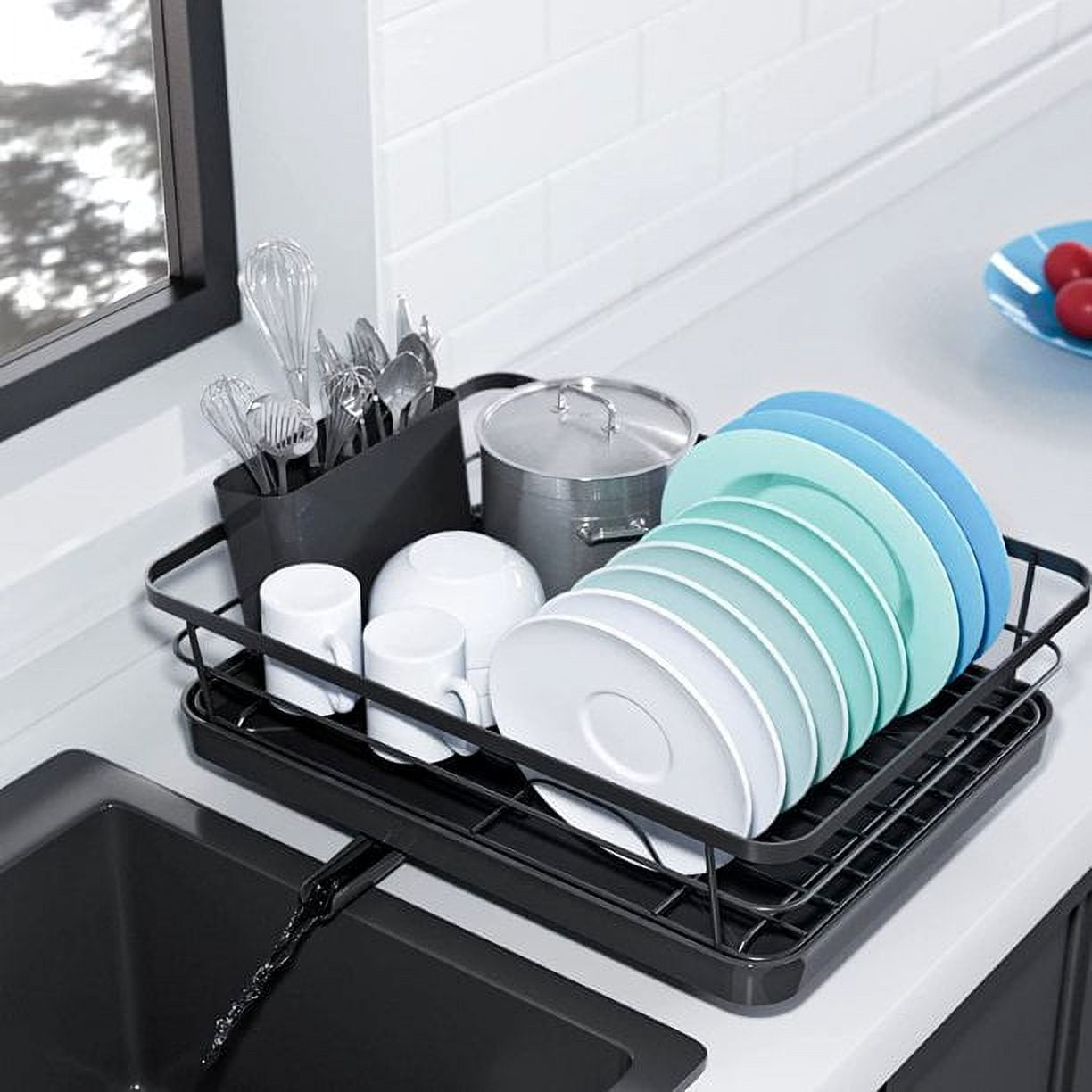 Space-Saving Stainless Steel Dish Drying Rack - Kitchen Utensil, Plate ...