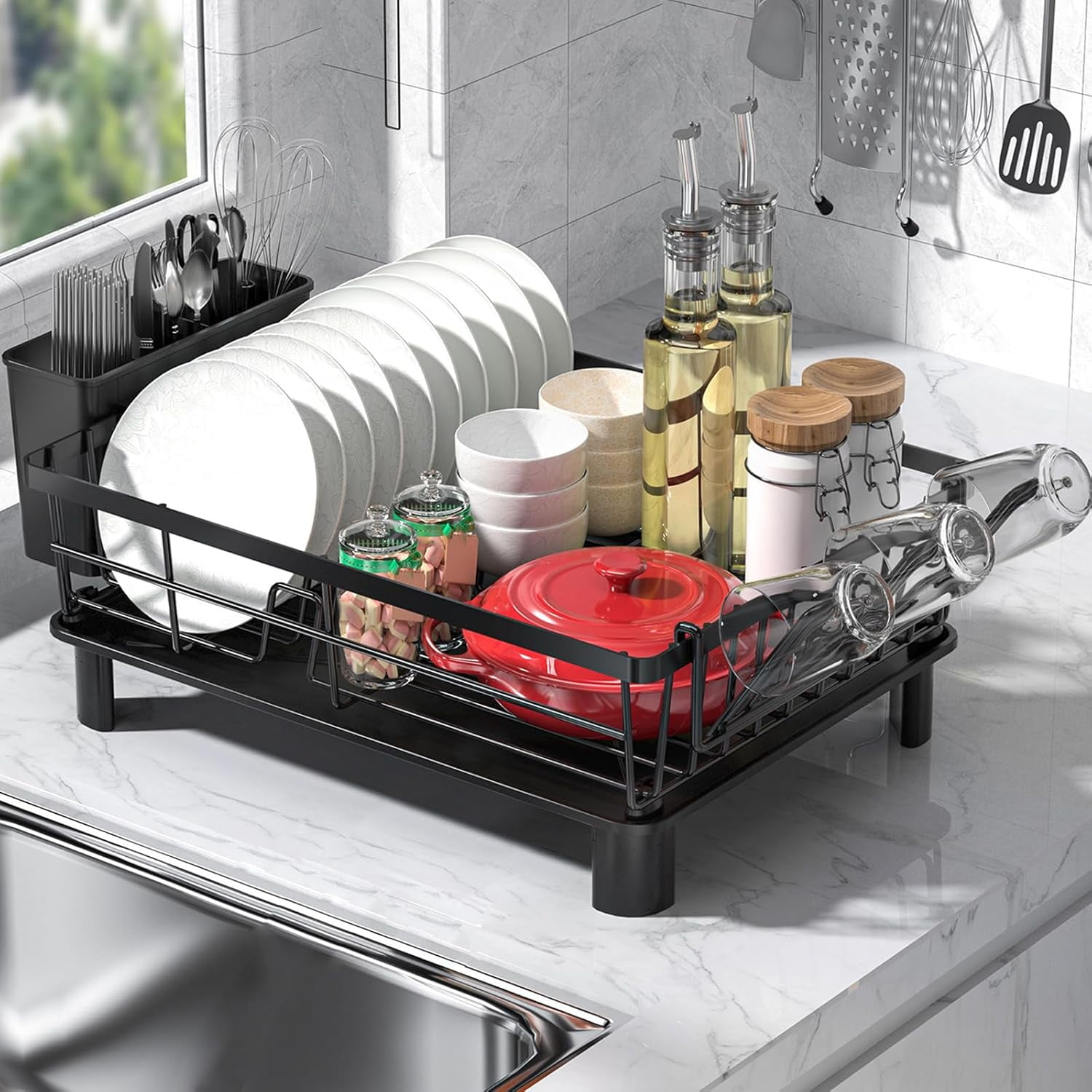 Dish Drying Rack Space-Saving Dish Racks for Kitchen Counter with ...