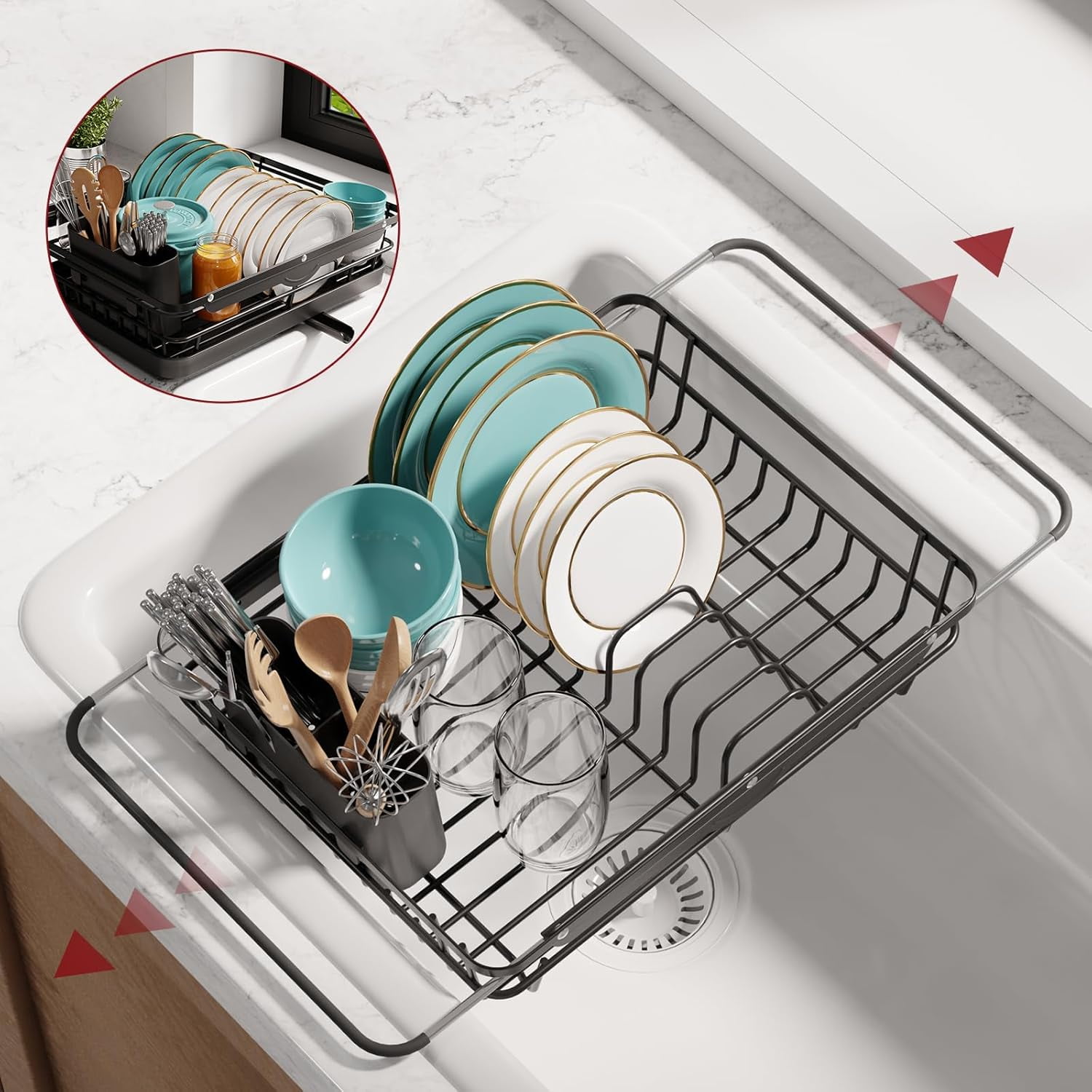 Dish Drying Rack - Stainless Steel Dish Rack with Drainboard for ...