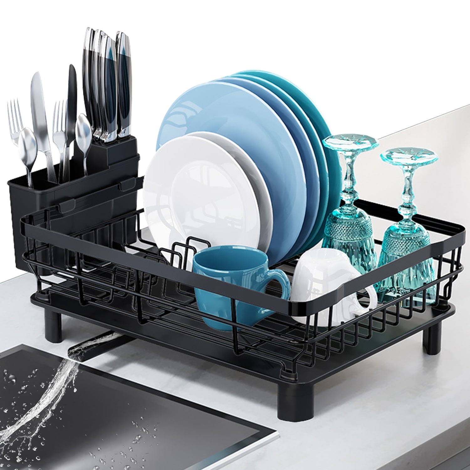 Dish Drying Rack TeqHome Space Saving Carbon Steel Dish Rack for ...