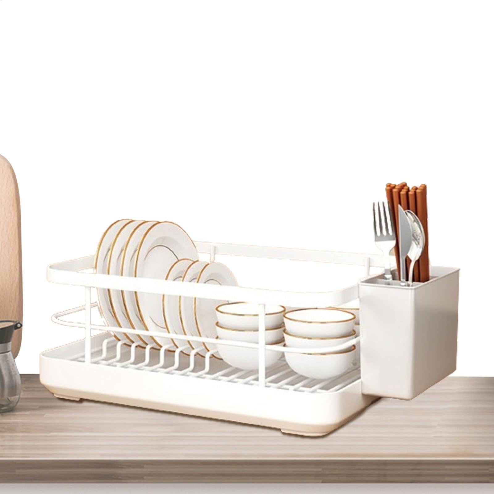 Dish Drying Rack with Utensil Holder and Tray | Compact Storage ...