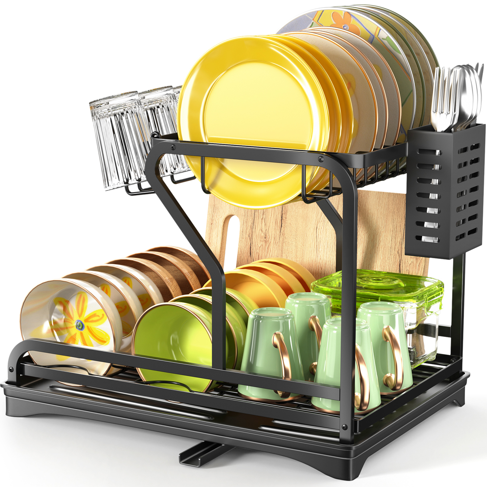 Kitchen Details Chrome 3 Piece Set Dish Rack in White - Walmart.com