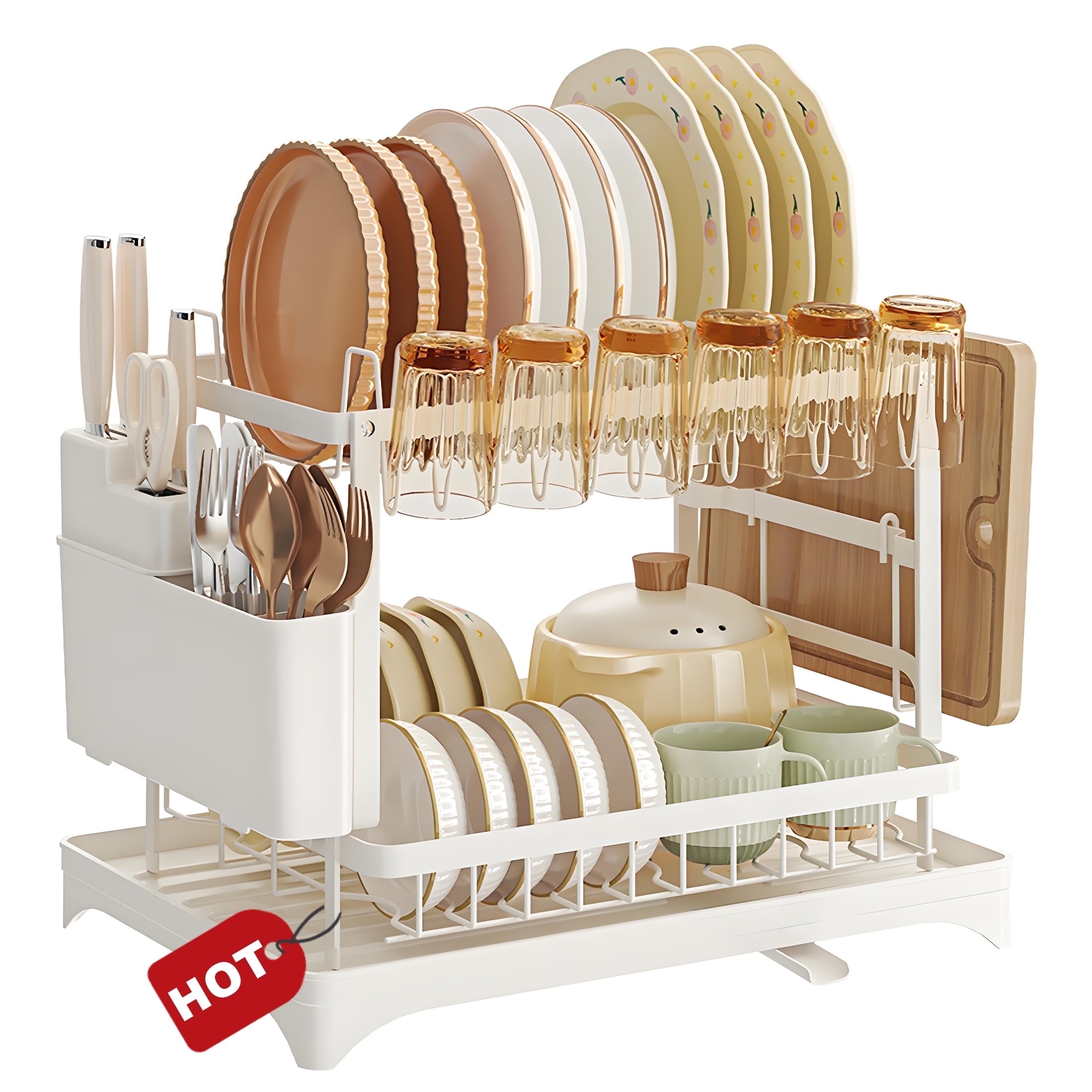 KRKZ Dish Drying Rack - 2-Tier Stainless Steel Foldable Dish Racks ...