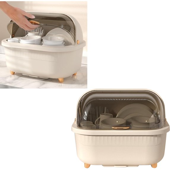 Dish Drying Rack and Drain Board with Lid Cover, Nursing Bottle Holder ...