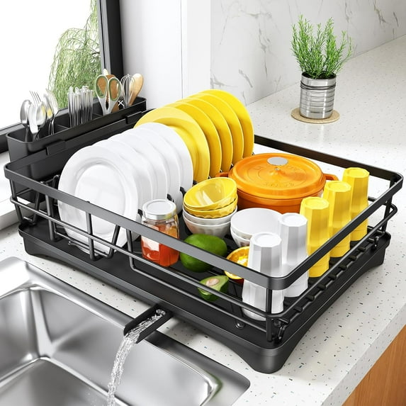 Dish Drying Rack for Kitchen Counter - Large Dish Rack with Drainboard ...