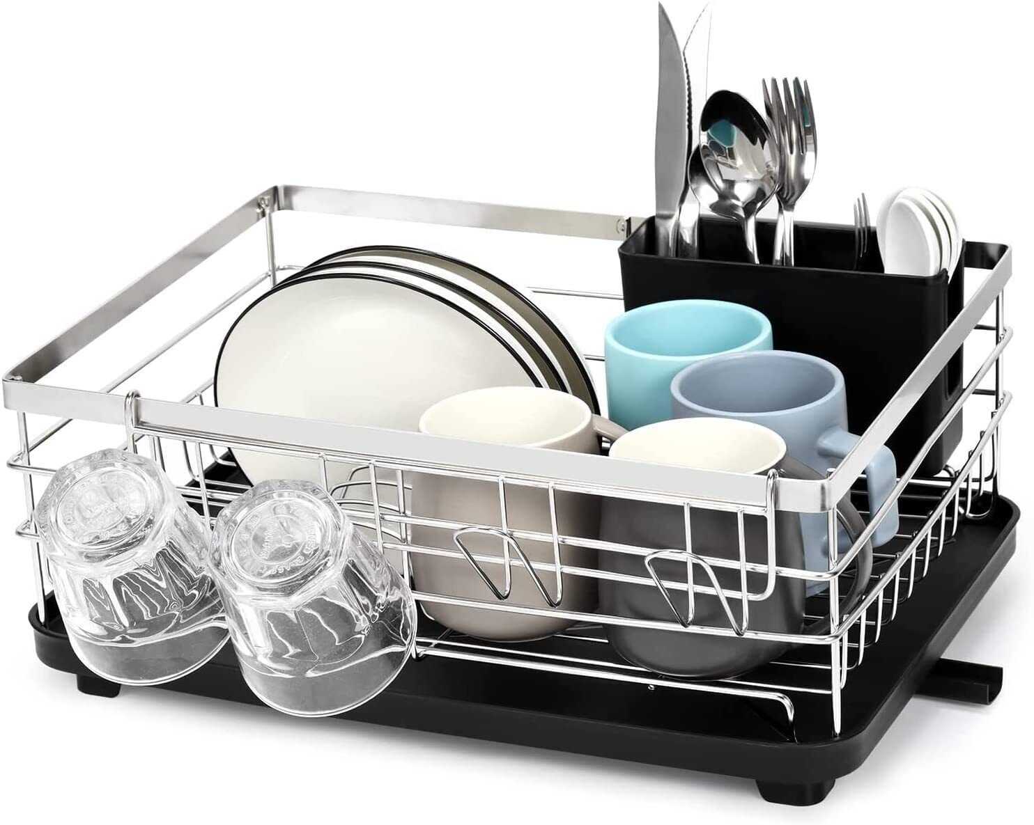 Dish Drying Rack for Kitchen Counter,Rust-Proof Dish Drainer with ...