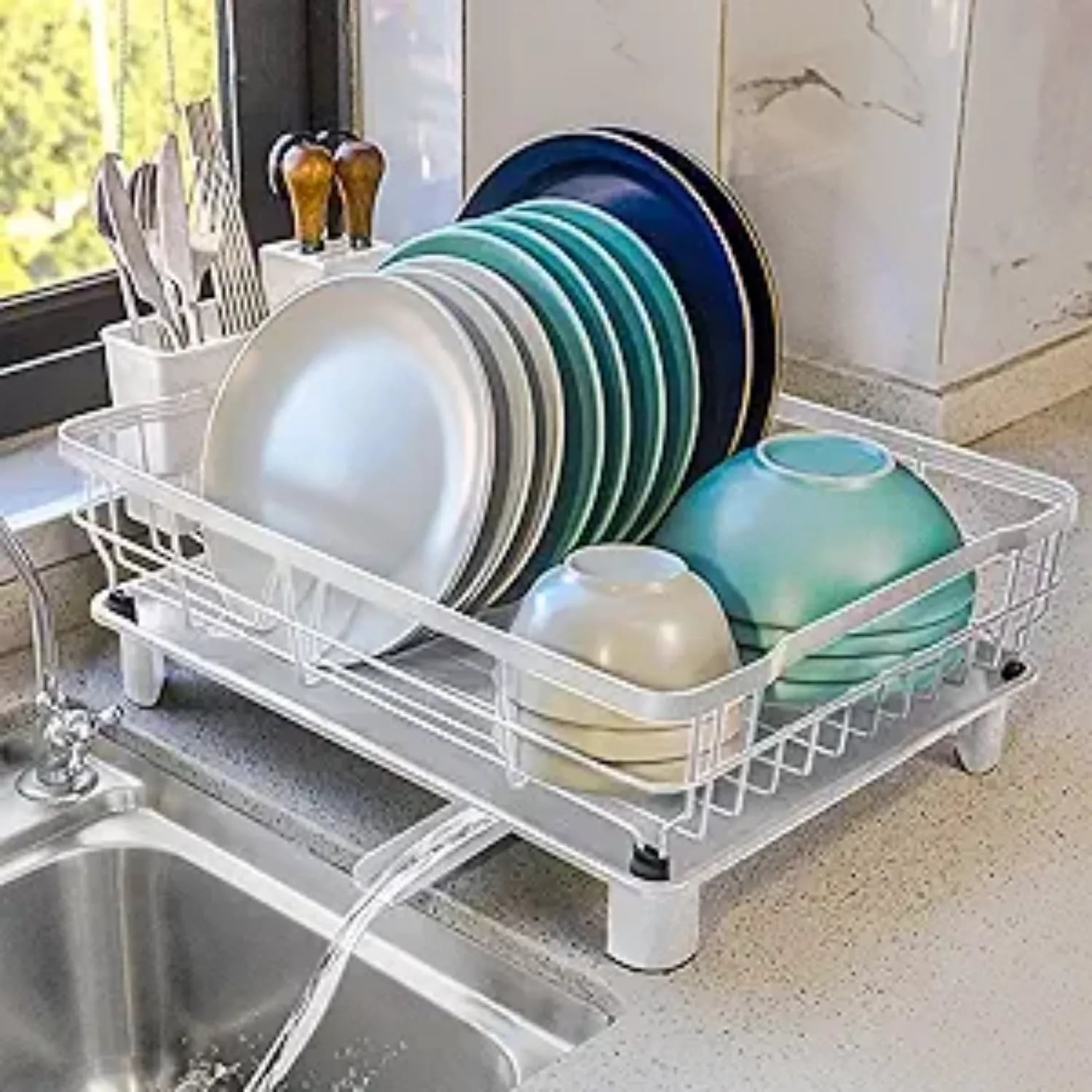 Dish Drying Rack for Kitchen Counter,Space-Saving Dish Rack with ...