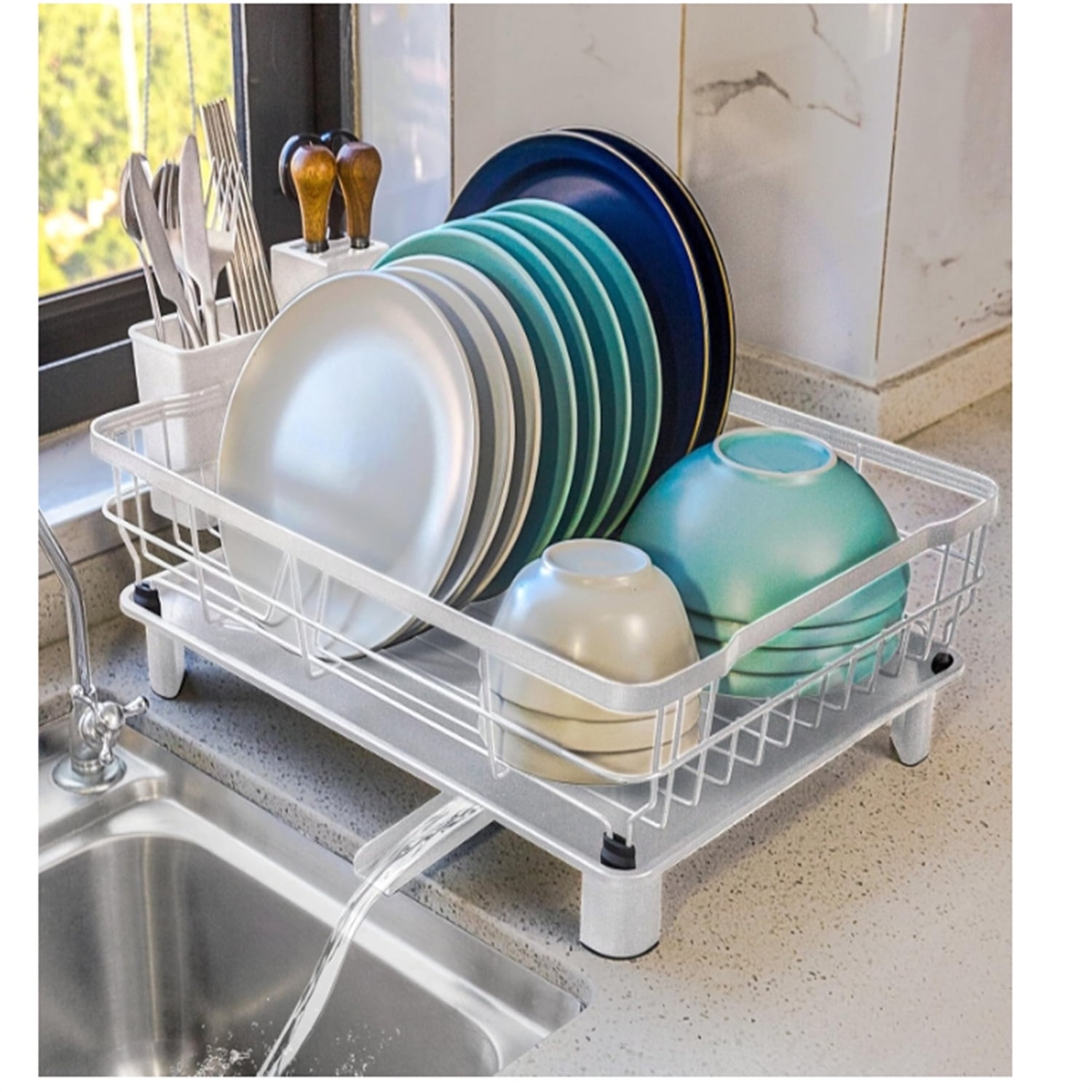 Dish Drying Rack for Kitchen Counter,Space-Saving Dish Rack with ...